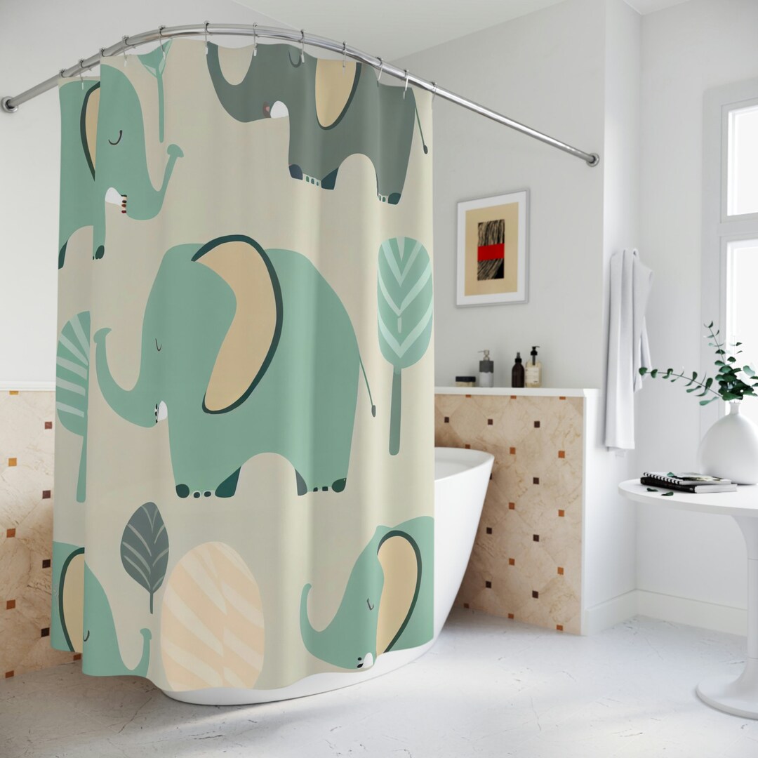 Elephantastic Pastel Elephant Shower Curtain, Adorable Elephant ...