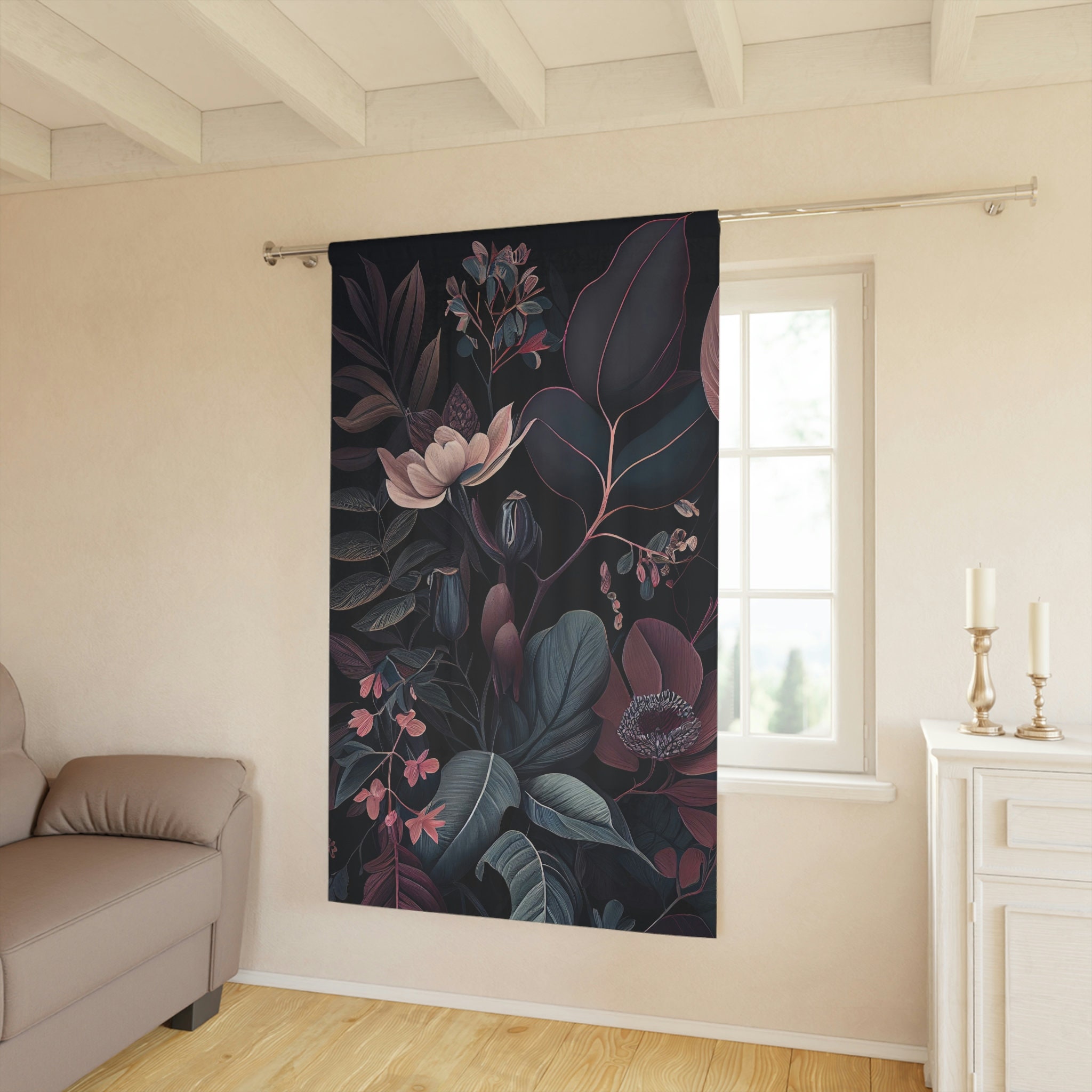 Nature-inspired Dark Floral Blackout Curtains Window Curtains - Etsy