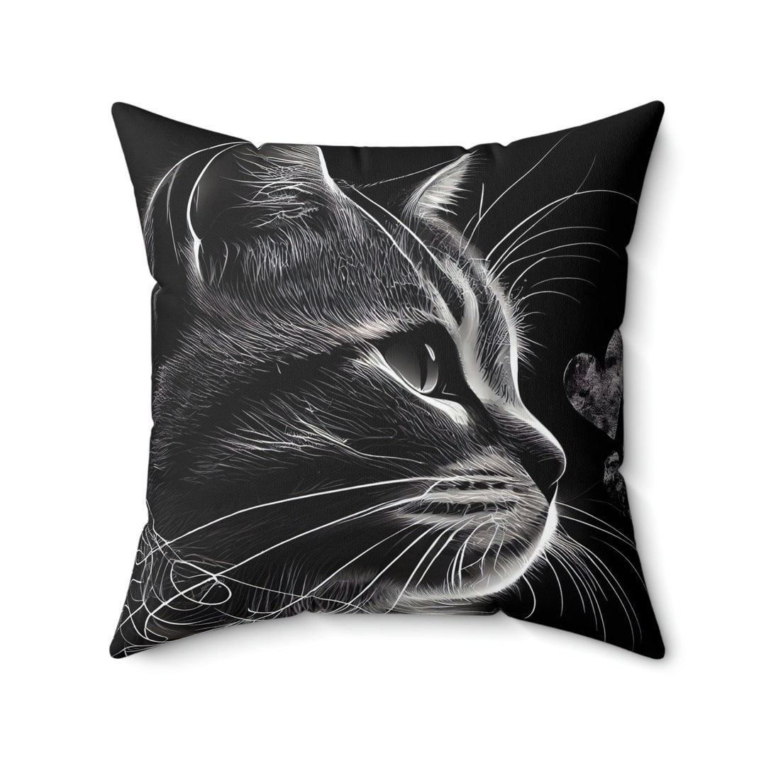 Stylish Black and White Cat Decor, Purr-fectly Chic Cat Pillow - Etsy