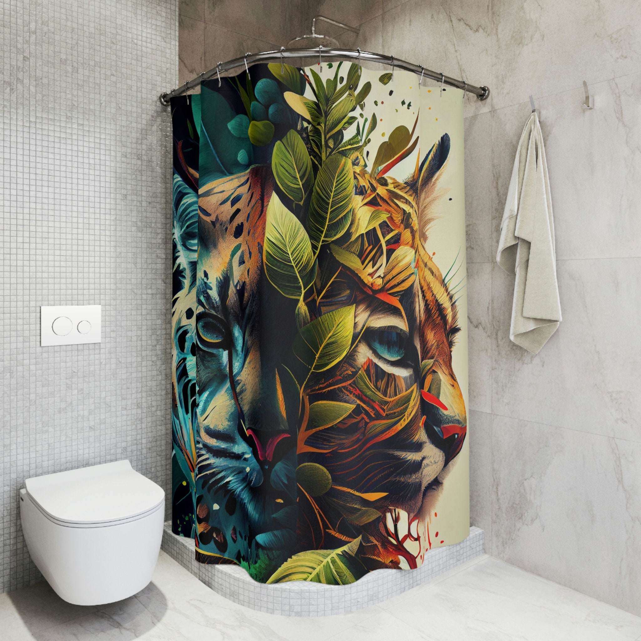 Yin Yang Wildcats Shower Curtain Beautiful Tigers Bathroom - Etsy