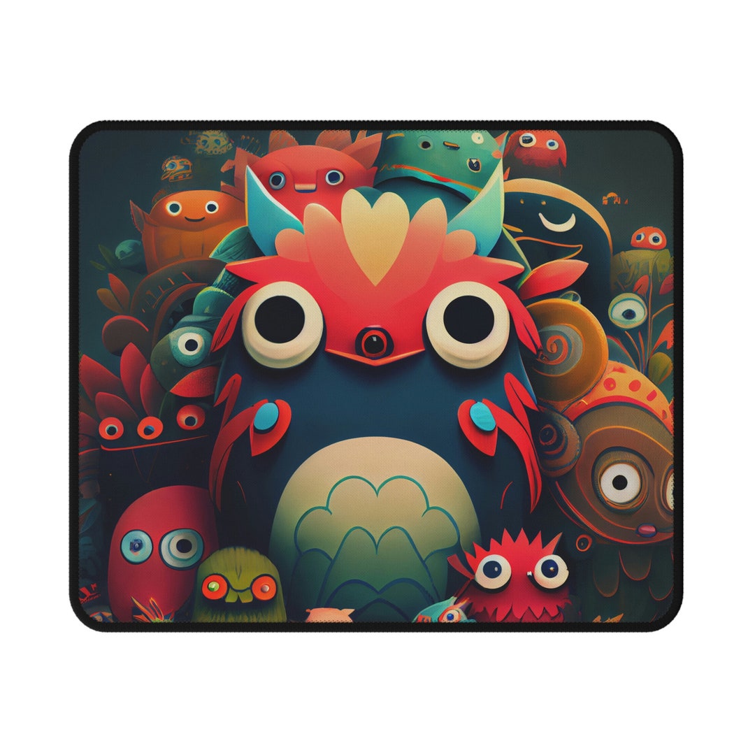 Colorful Cute Monsters Mouse Pad, Furry Monster Friends Mouse Pad, Cute ...