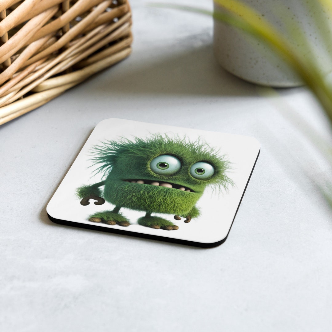 Bumdoo the Furry Monster - Cork-back Unique Coaster - Etsy