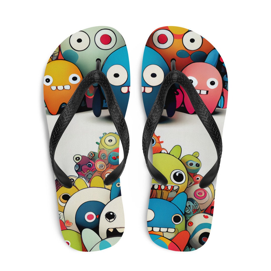 Make a Statement With Monster Pile Flip-flops, Unique Monster Design ...