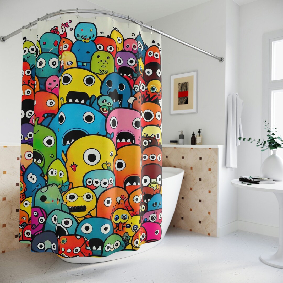Colorful Monster Shower Curtain, Vibrant Bathroom Decoration,fun for ...