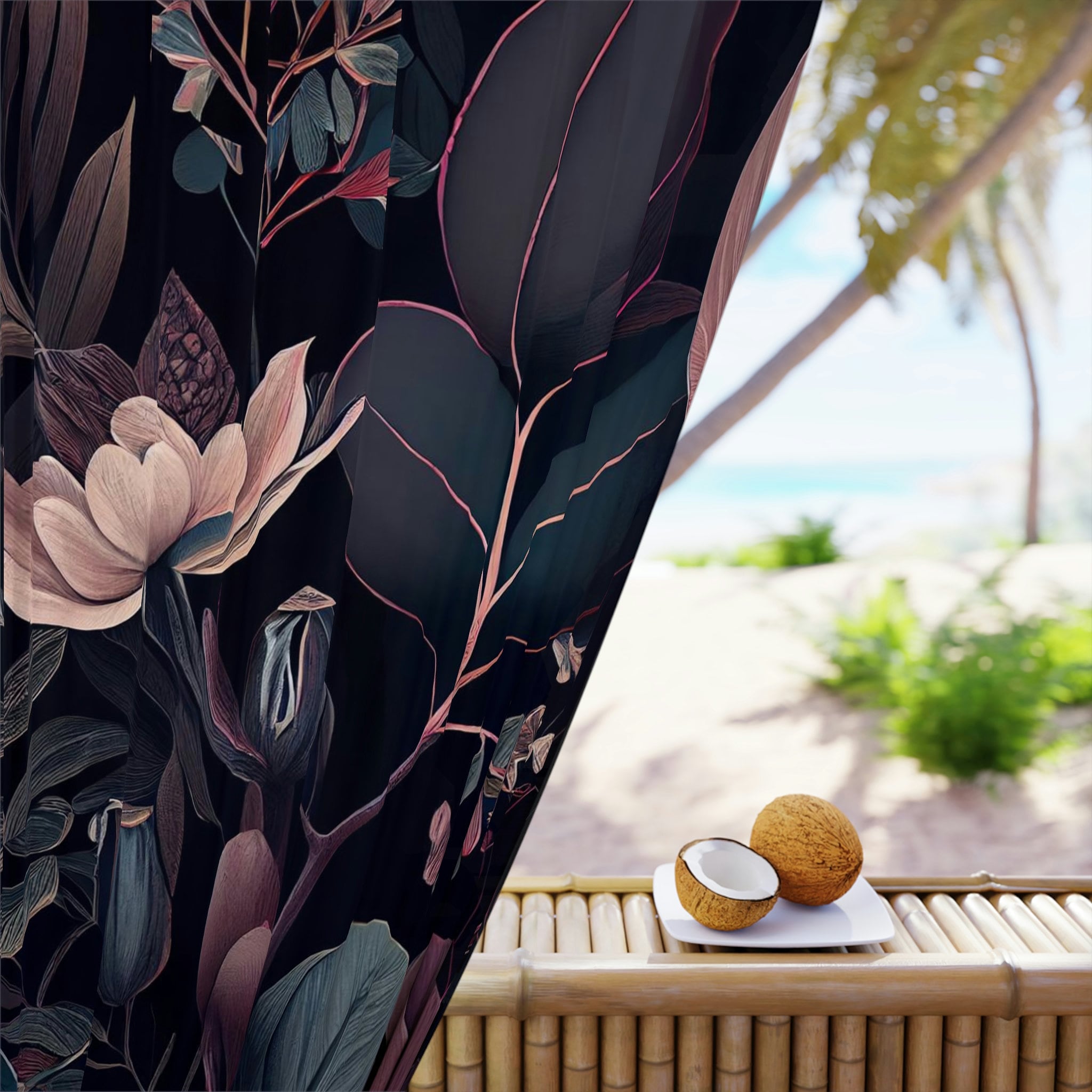 Nature-inspired Dark Floral Blackout Curtains Window Curtains - Etsy