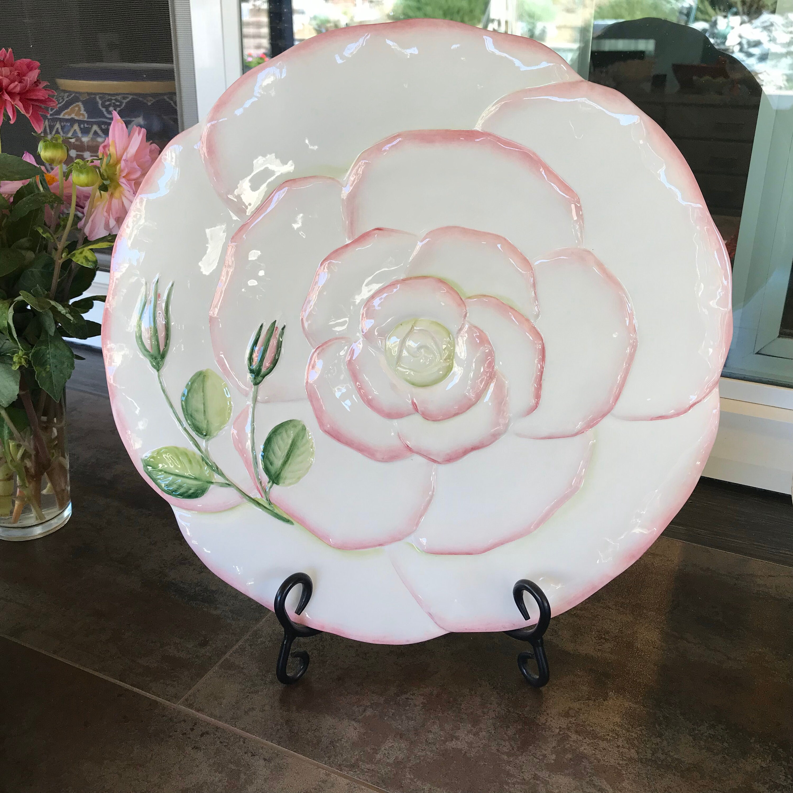 Dinner Plate Decorative Flower Plate Large Floral Plate | Etsy