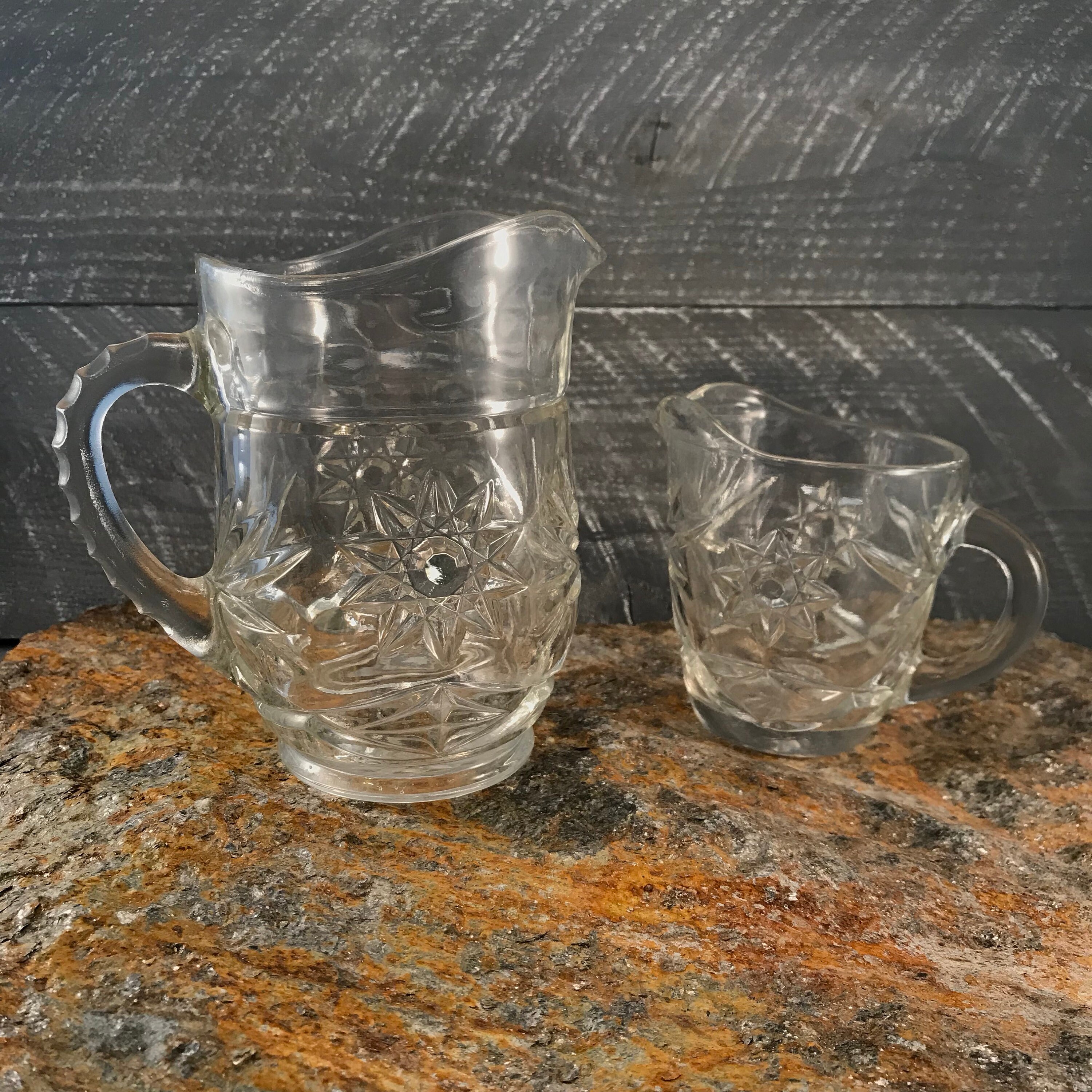 Creamer by Anchor Hocking Vintage Prescut Clear Glass Pitcher Sugar ...