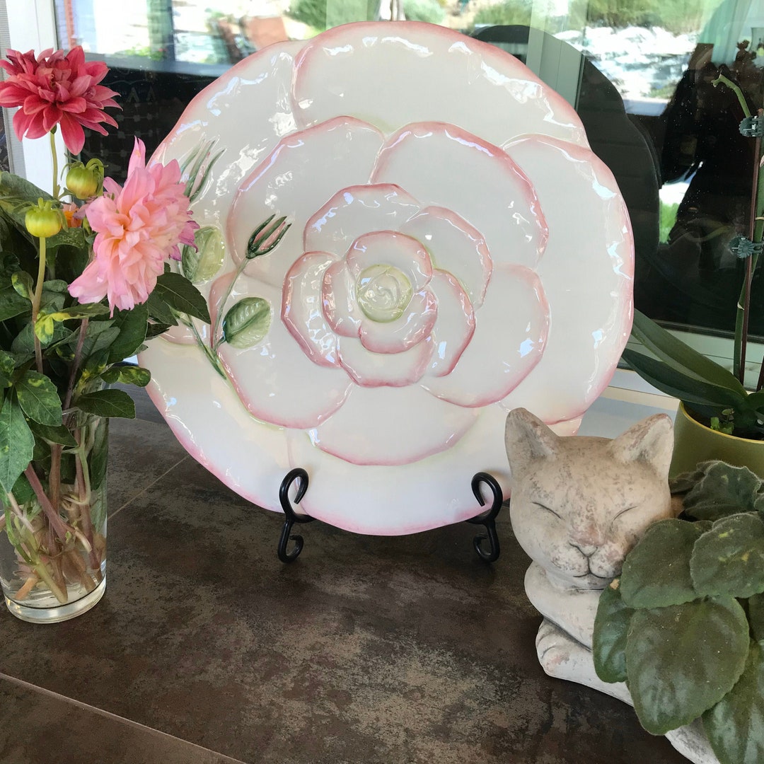 Dinner Plate, Decorative Flower Plate, Large Floral Plate, Made in ...