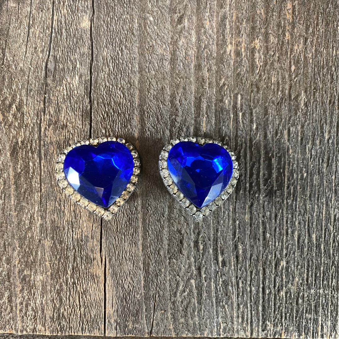 Clip-on Ear Lobe Earrings, Costume Jewelry Earrings, Cobalt Blue ...
