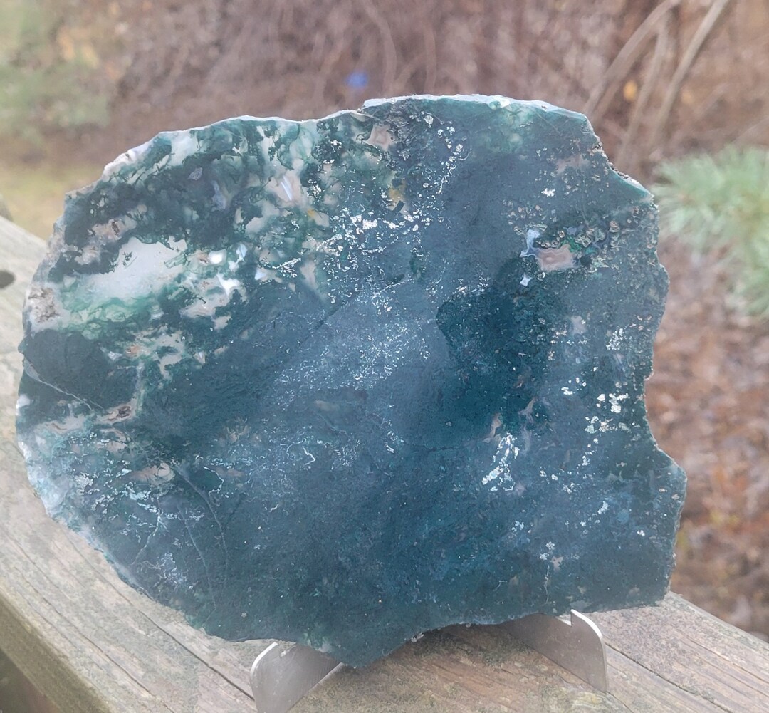 A Stunning Rough Slab of Green Moss Agate - Etsy