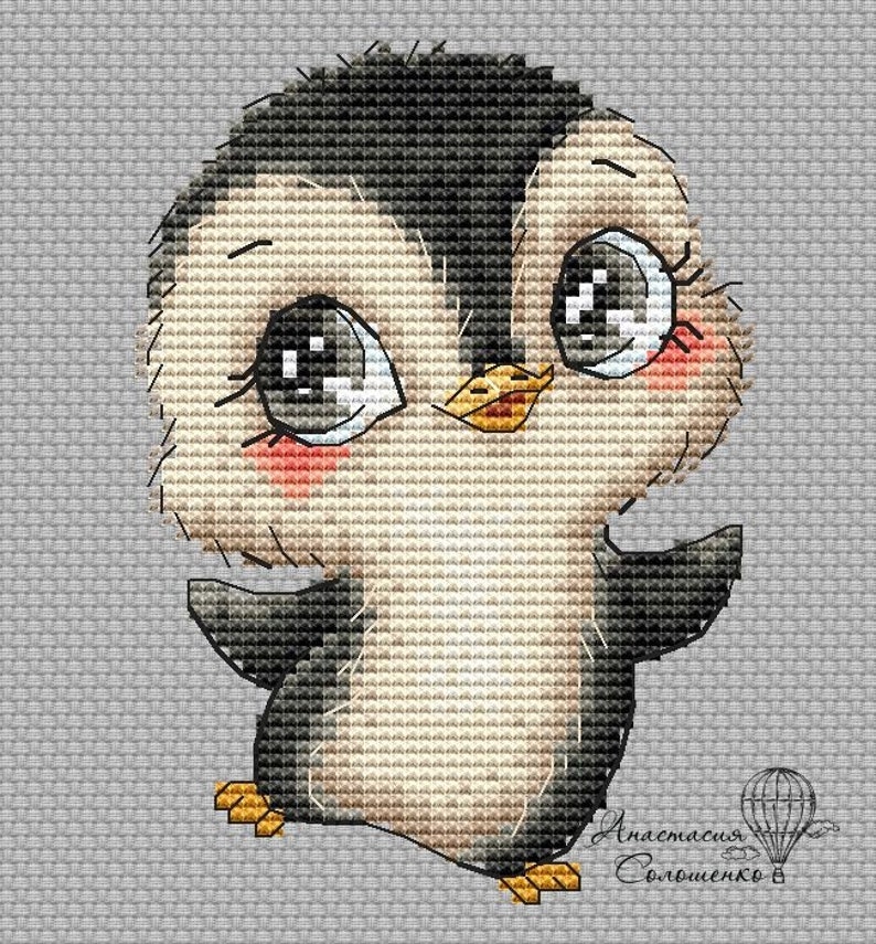 Scheme of Cross-stitch penguin - Etsy