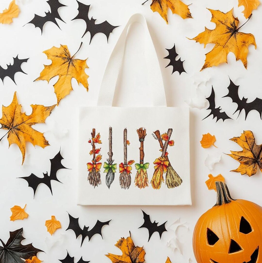 Autumn Witch Brooms Cross Stitch Pattern | Halloween Embroidery PDF ...