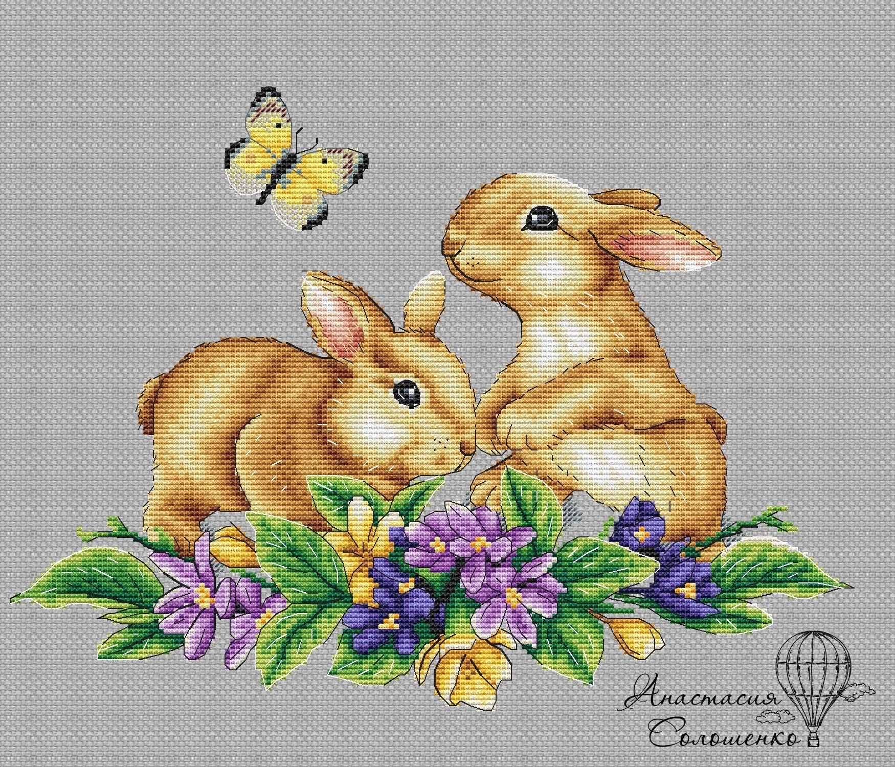 Cross Stitch Pattern rabbits DMC Cross Stitch - Etsy