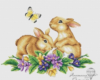 Rabbit Mistress Dunya, DMC Cross Stitch Chart Needlepoint Pattern ...