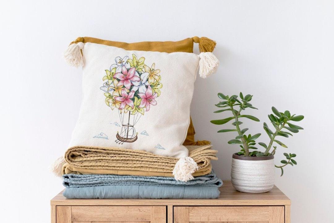 Lily Balloon Fantasy – Dreamy Cross Stitch Pattern With Flowers & Ship ...