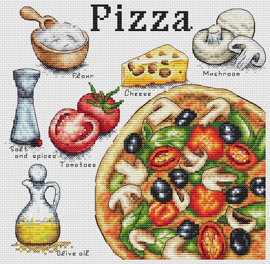 Cross-stitch Scheme Pizza Embroidery Pattern PDF - Etsy