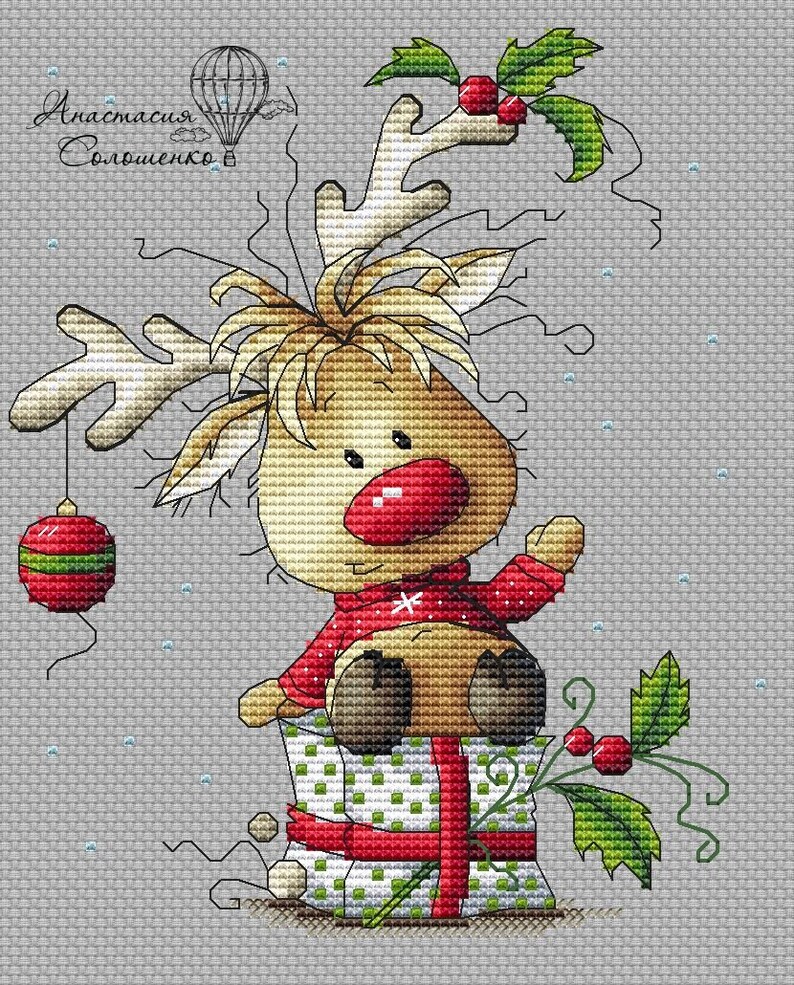 Cross-stitch Scheme Christmas Deer Embroidery Pattern PDF | Etsy