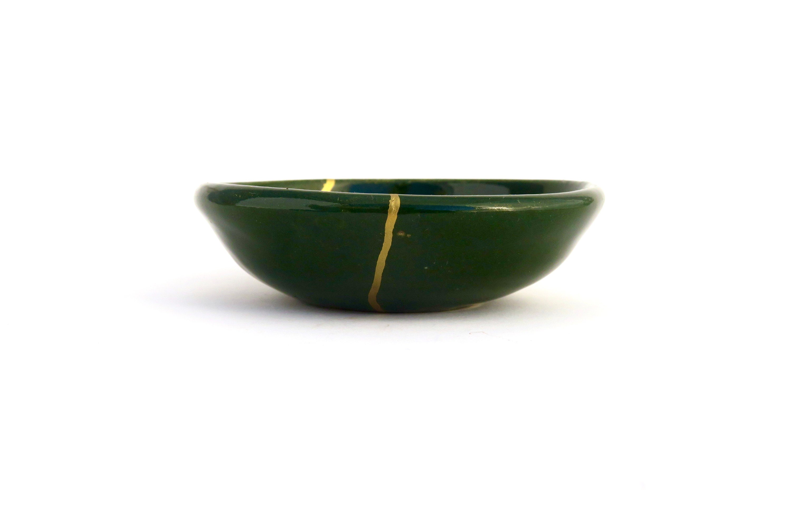 Forest green kintsugi jewelry dish — Puro Kintsugi & Ceramics