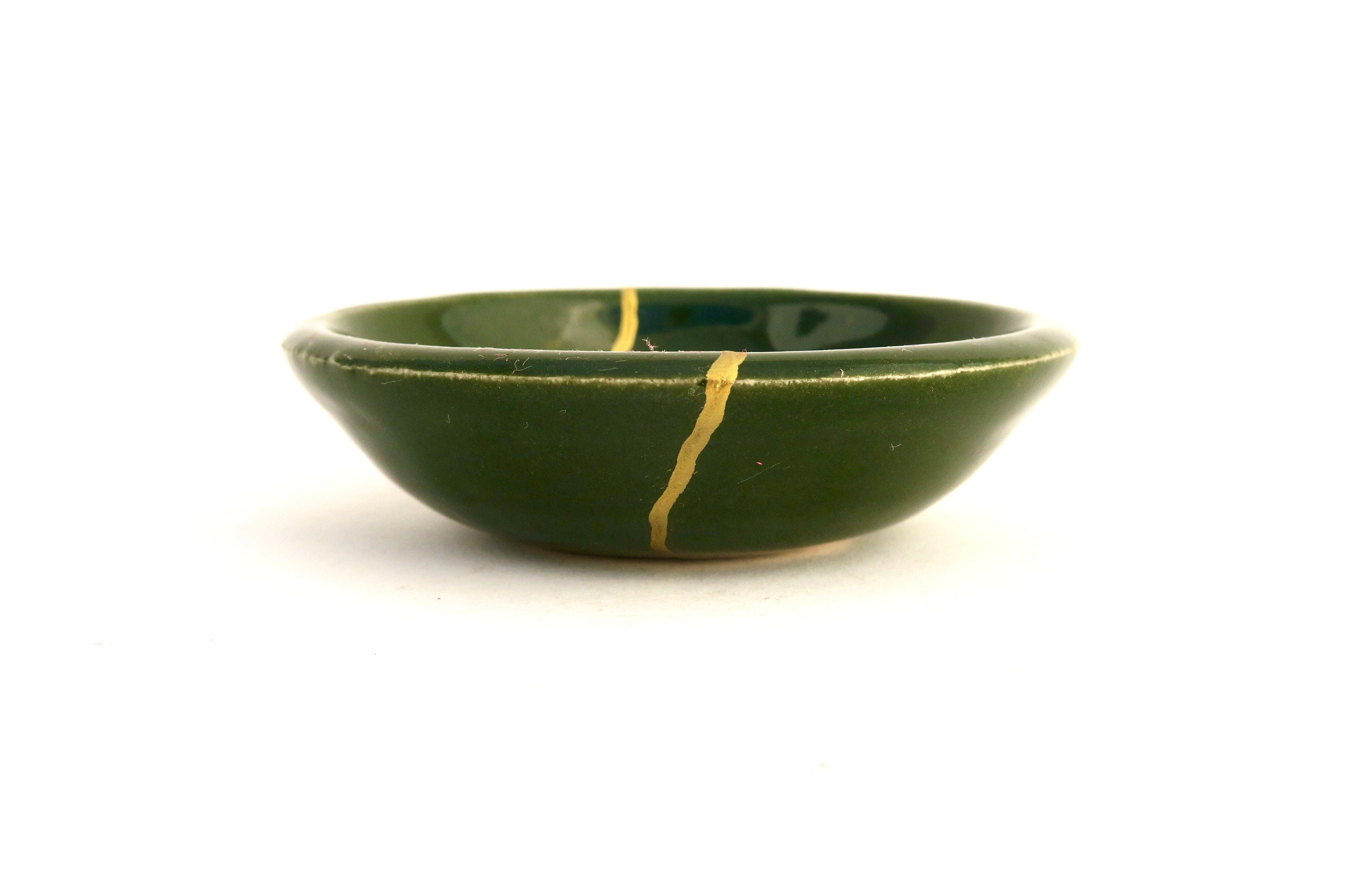 Forest green kintsugi jewelry dish — Puro Kintsugi & Ceramics