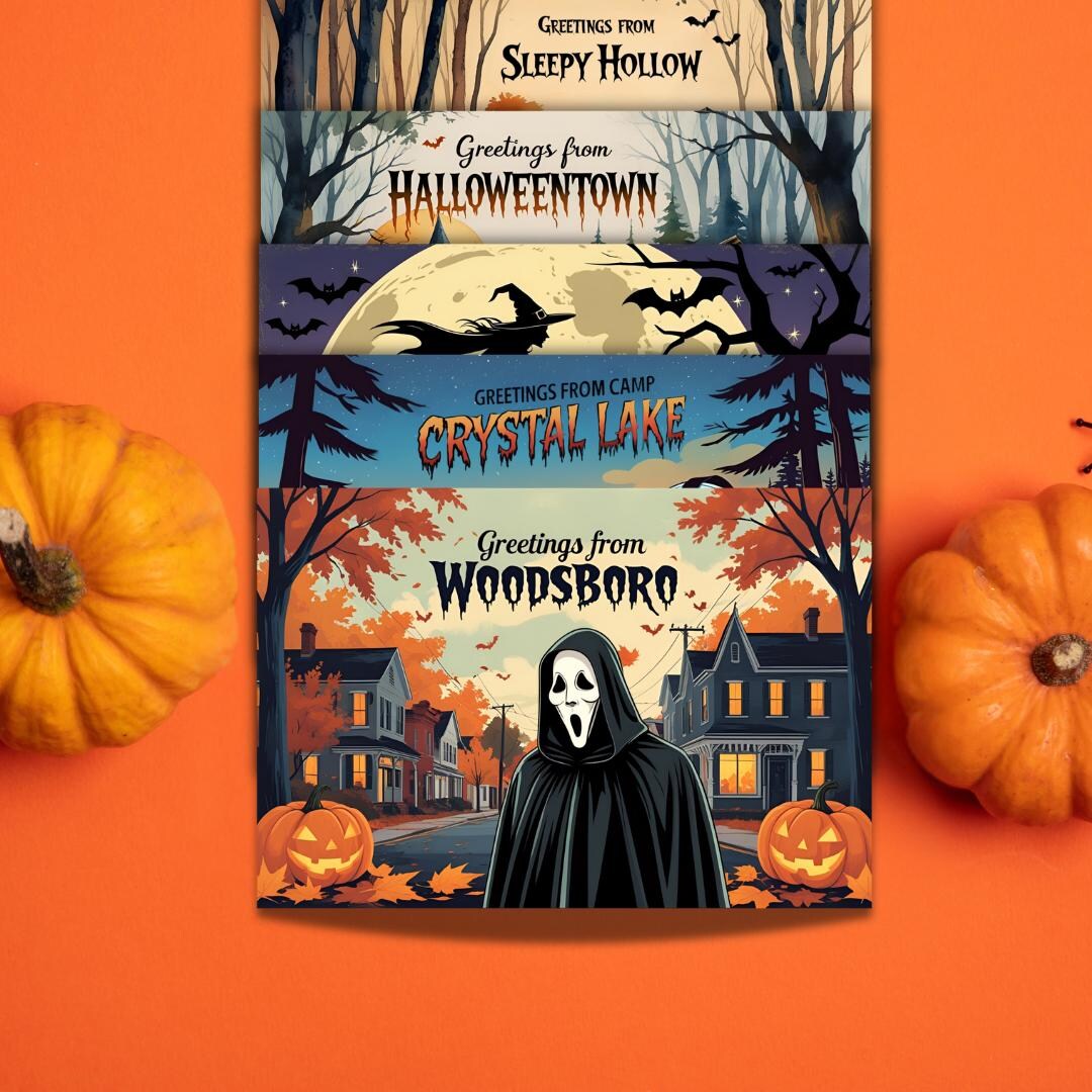 Spooky Halloween Greeting Card Set: Horror Movie Inspired Designs - Etsy