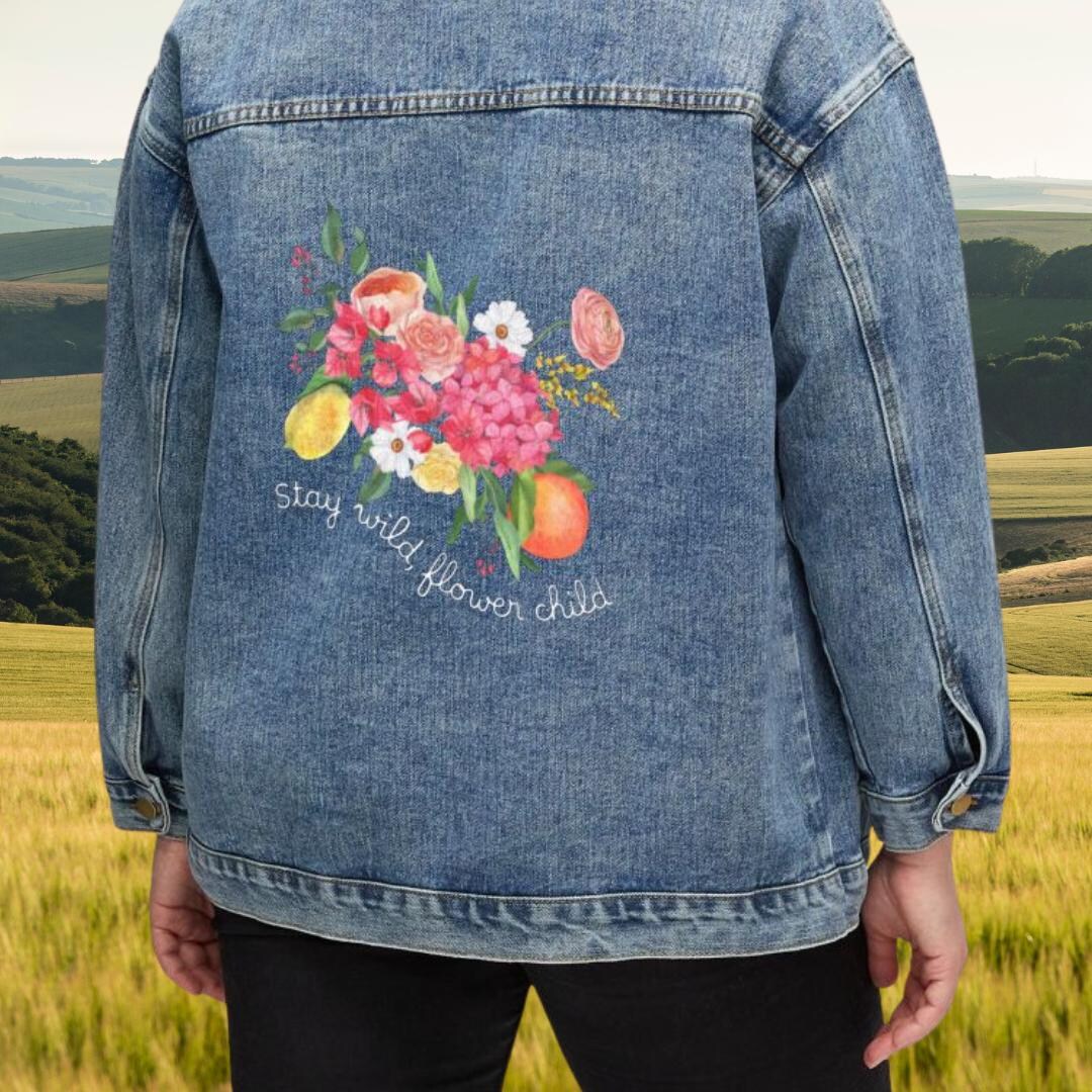 Embroidered Floral Jean Jacket: Wildflower Denim Outerwear - Etsy