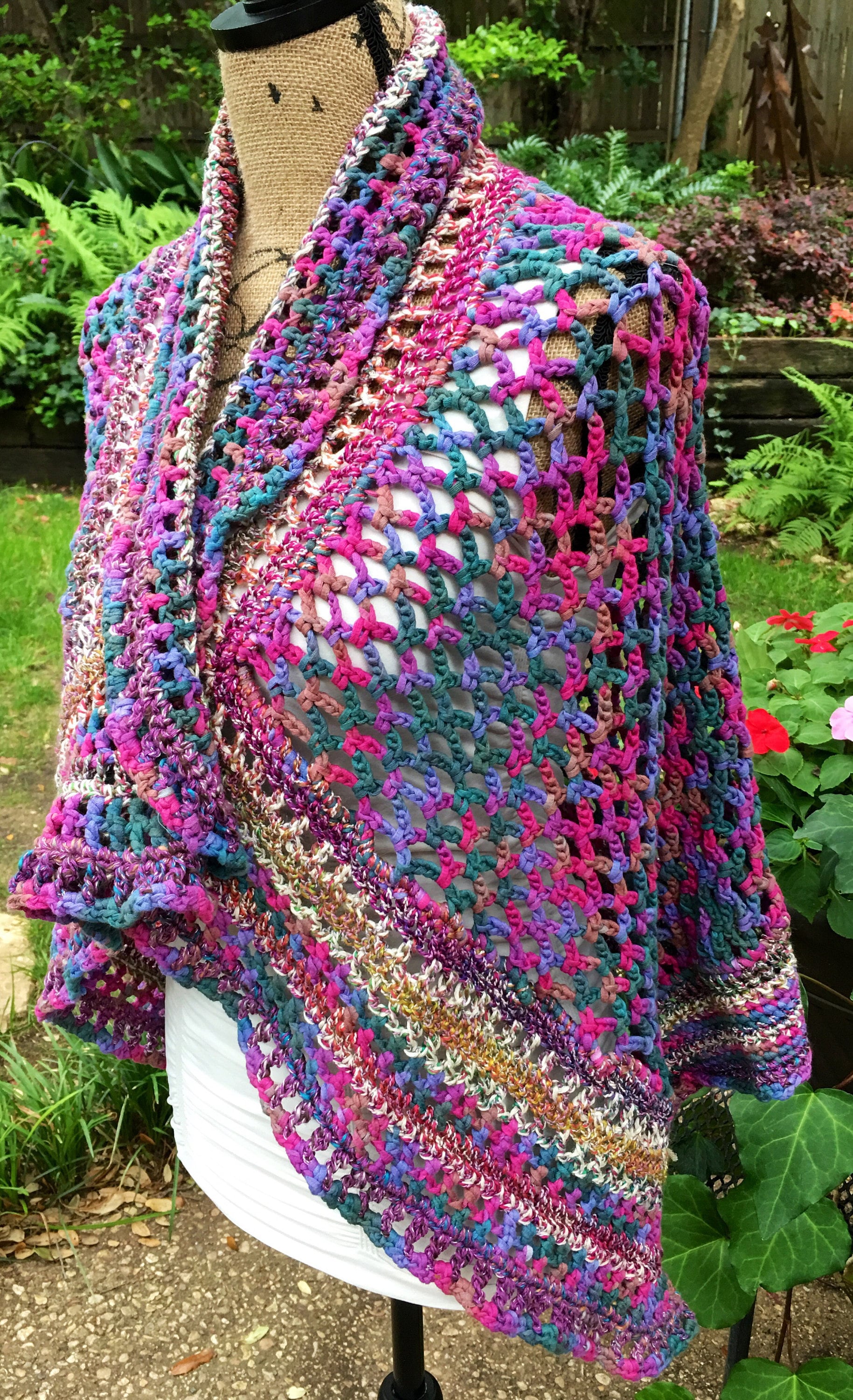 Spring Freeform Crochet Wrap Made With Various Specialty Stitches. - Etsy