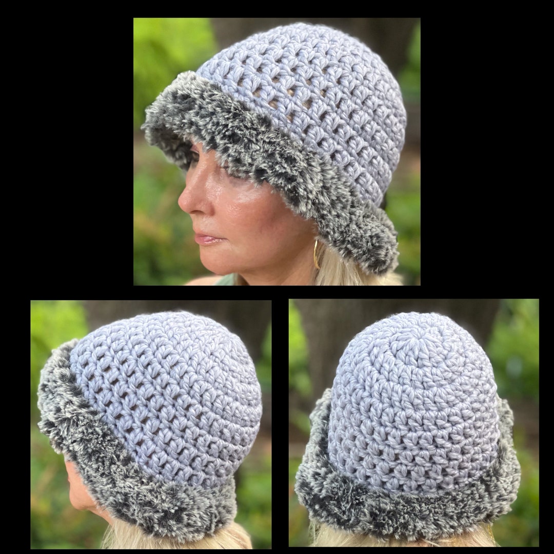 Baby Blue Bucket Hat With Gray Faux Fur Trim This Years Fashion ...