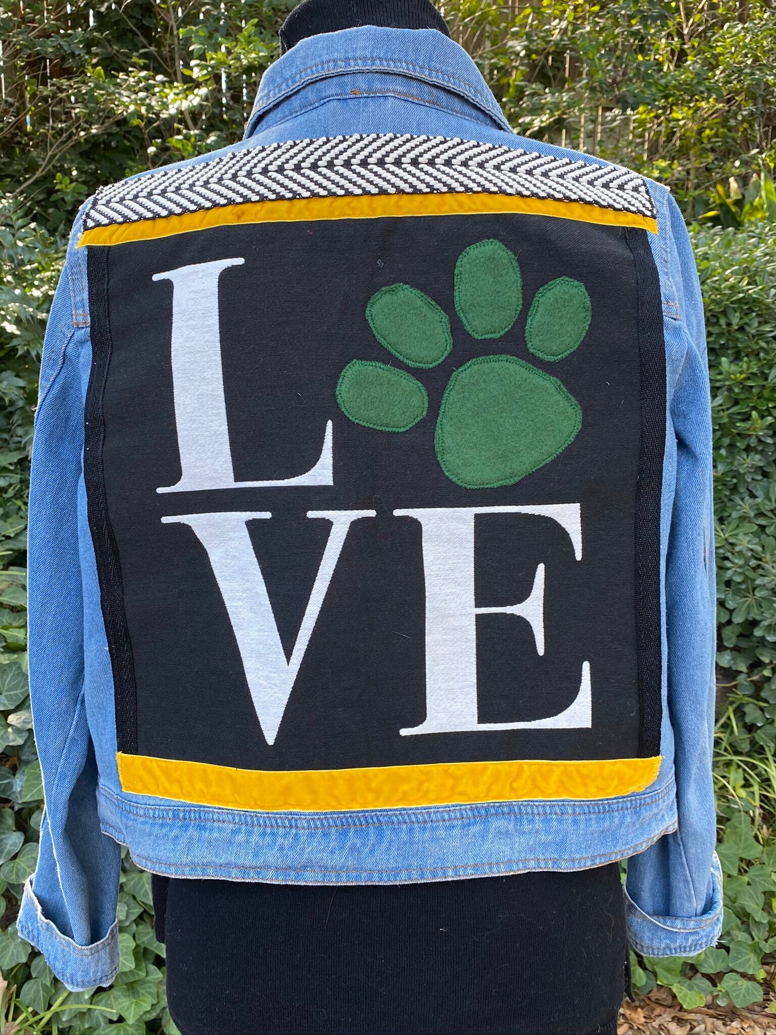 Distressed Jean Jacket With Unique Appliqué Lettering - Etsy
