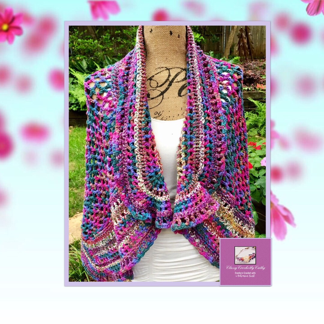 Spring Freeform Crochet Wrap Made With Various Specialty Stitches. - Etsy