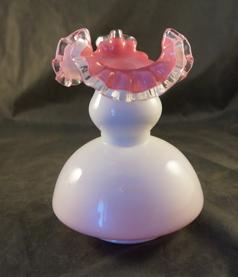 Fenton Pink & White Cased Art Glass Ruffled Flower Vase 6 1/2 - Etsy