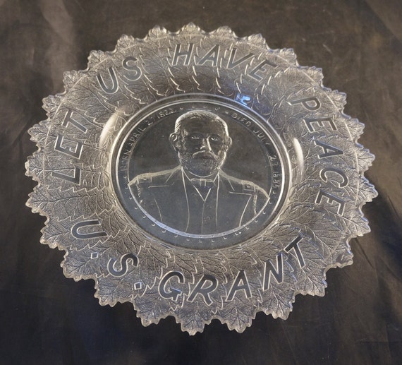 1885 Memorial EAPG Clear Glass Ulysses S Grant Let Us Have - Etsy