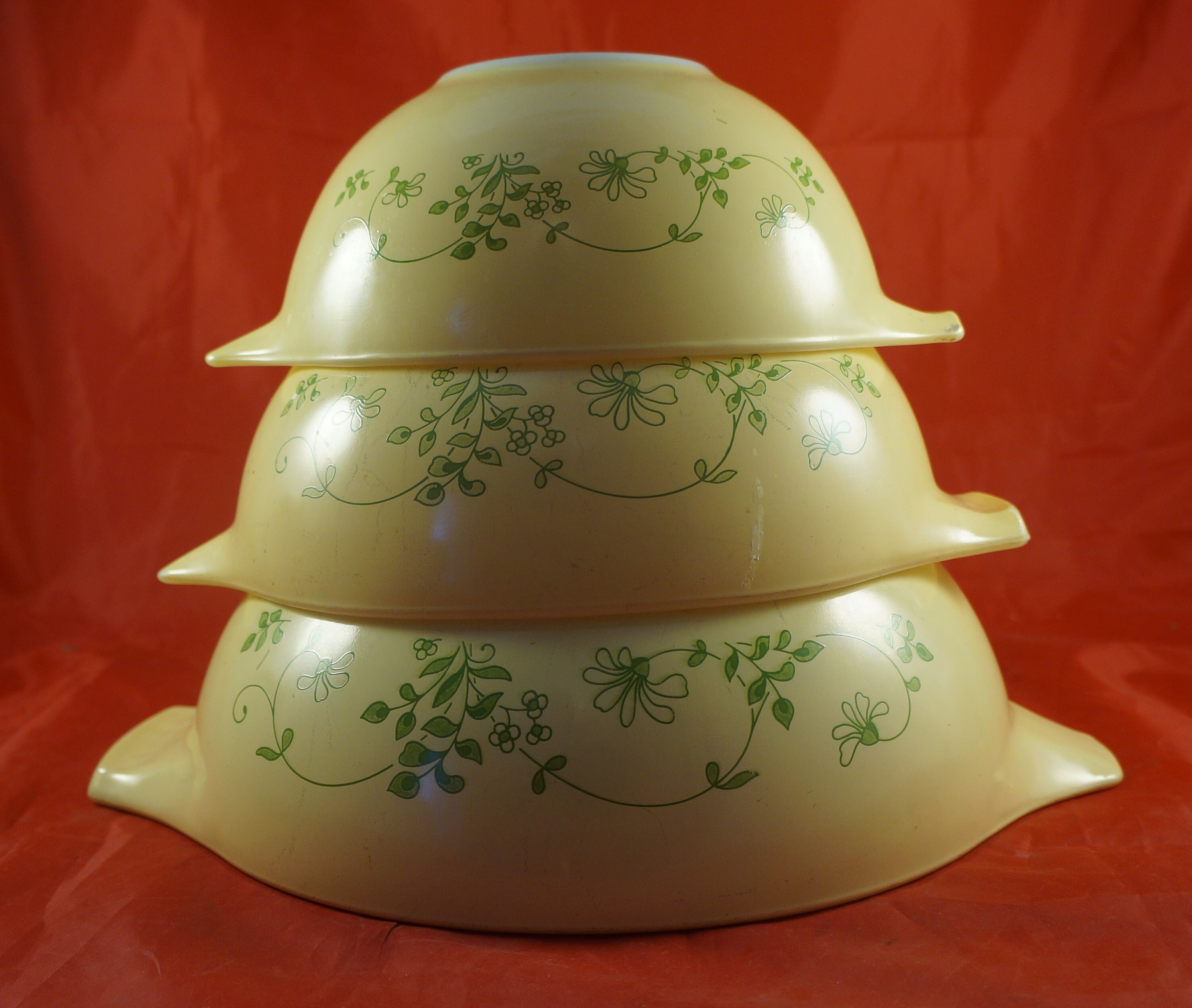 3 Pyrex Cinderella Bowls 442 443 & 444 Senandoah Pattern | Etsy