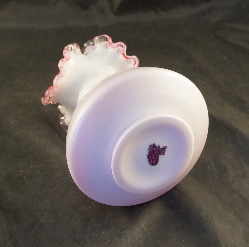 Fenton Pink & White Cased Art Glass Ruffled Flower Vase 6 1/2 - Etsy