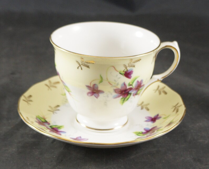 Queen Anne Fine Bone China Cup & Saucer featuring Violets | Etsy Queen Anne Fine Bone China Cup & Saucer featuring Violets | Etsy
