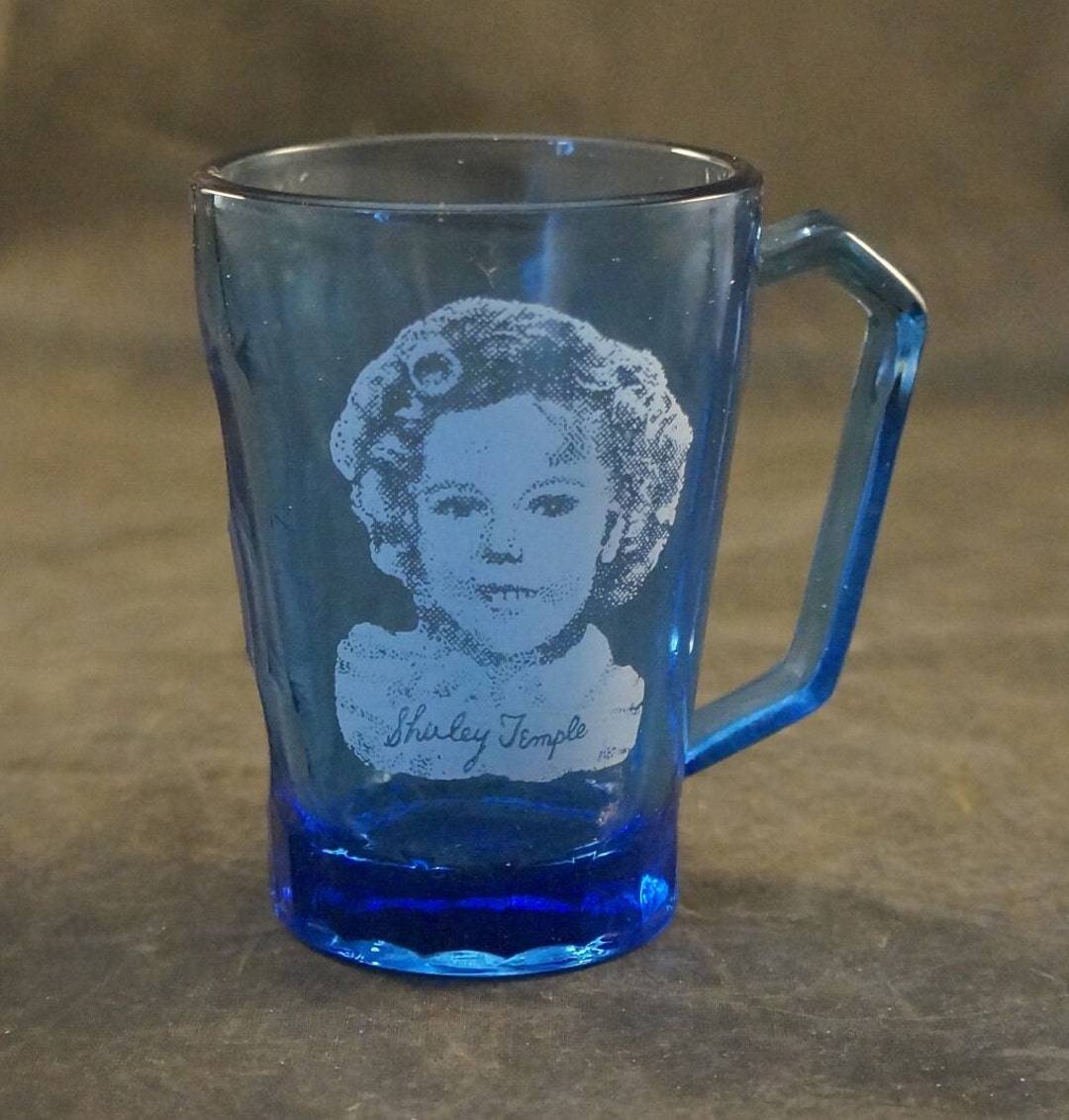 Shirley Temple Cup Cobalt Blue Glass Wheaties Cereal Premium Hazel ...