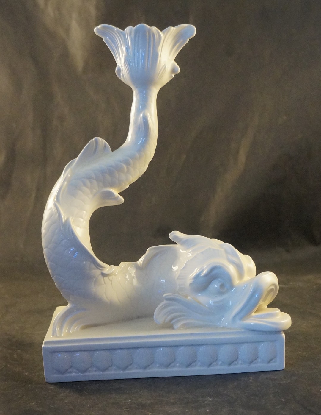 Single WEDGWOOD WHITE Drabware DOLPHIN Candlestick - Etsy