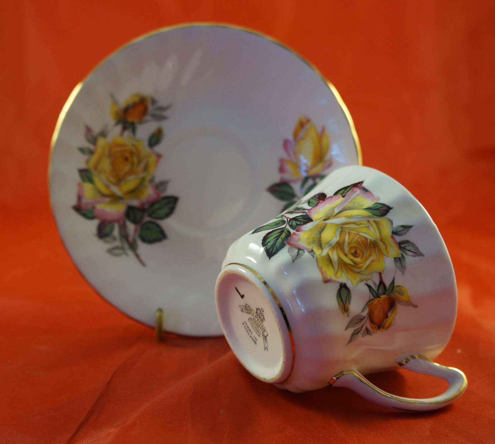 Delphine Fine Bone China Cup and Saucer Yellow Rose | Etsy