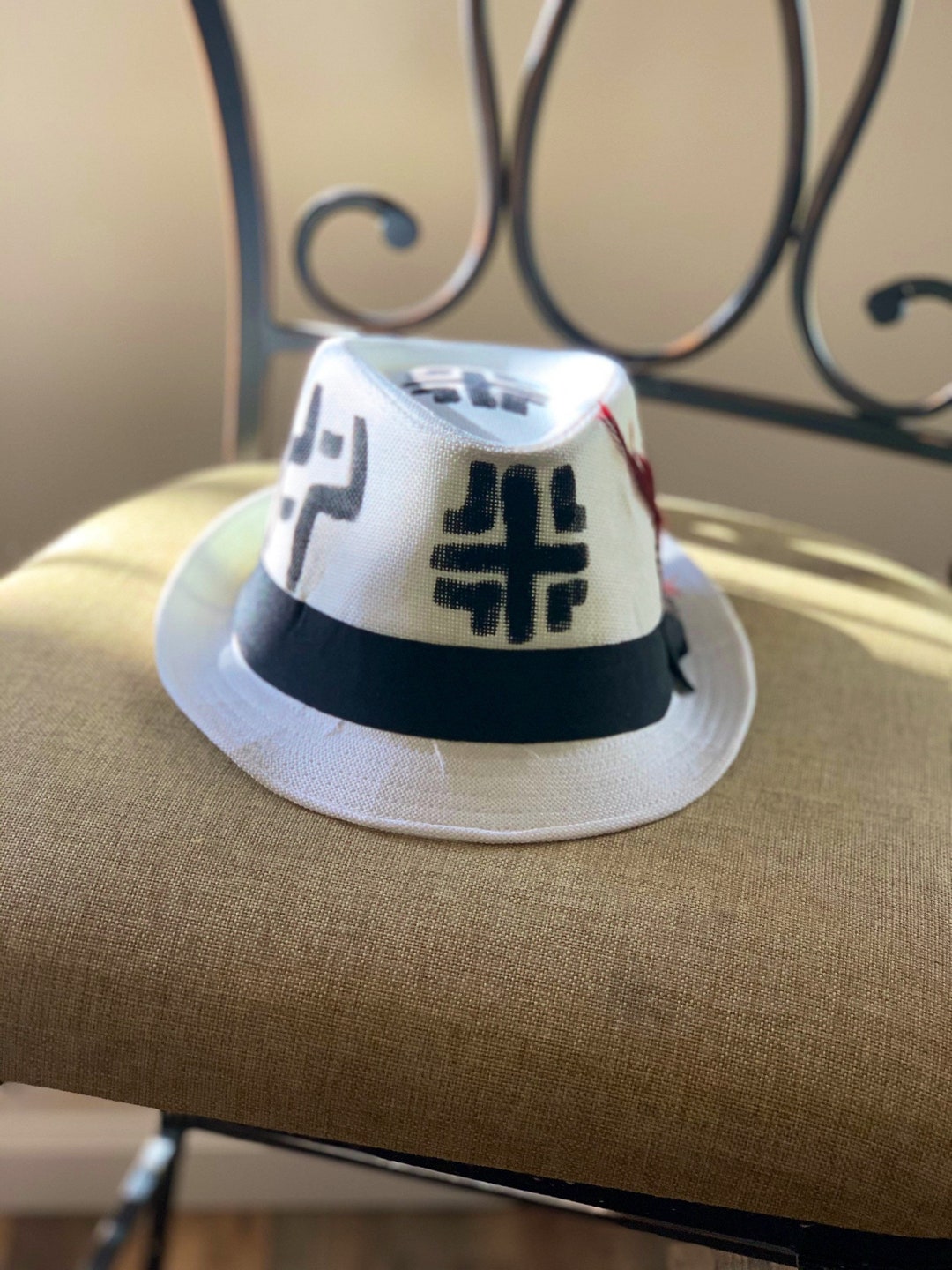 White and Black Fedora, African Fedora, Hand Painted Fedora, Men Hats ...