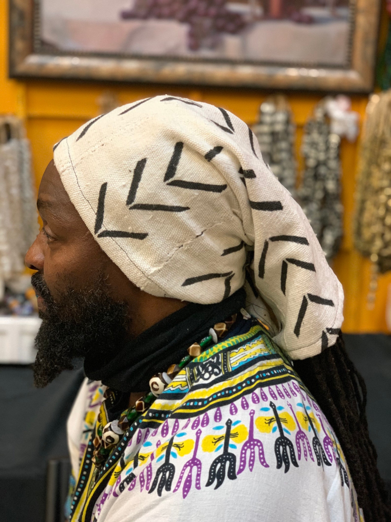 Roots Hat Mudcloth Locs Hat Mudcloth Tam Rasta Hat - Etsy