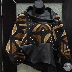 African Shrug Mudcloth and Leather, Bogolan Shrug, One of A Kind - Etsy