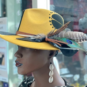 Black and Gold Fedora, Weatern Hat, Cowboy Hat, Designer Hat - Etsy