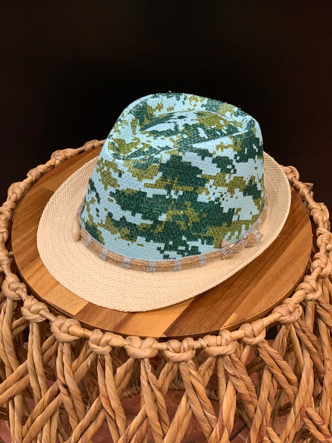 Green Camo Fedora African Straw Hat Ethnic Straw Hat Zulu | Etsy