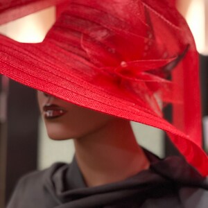 Ruby Red Summer Hat, Red Church Hat, Red Bridal Hat , Tea Party Hat ...