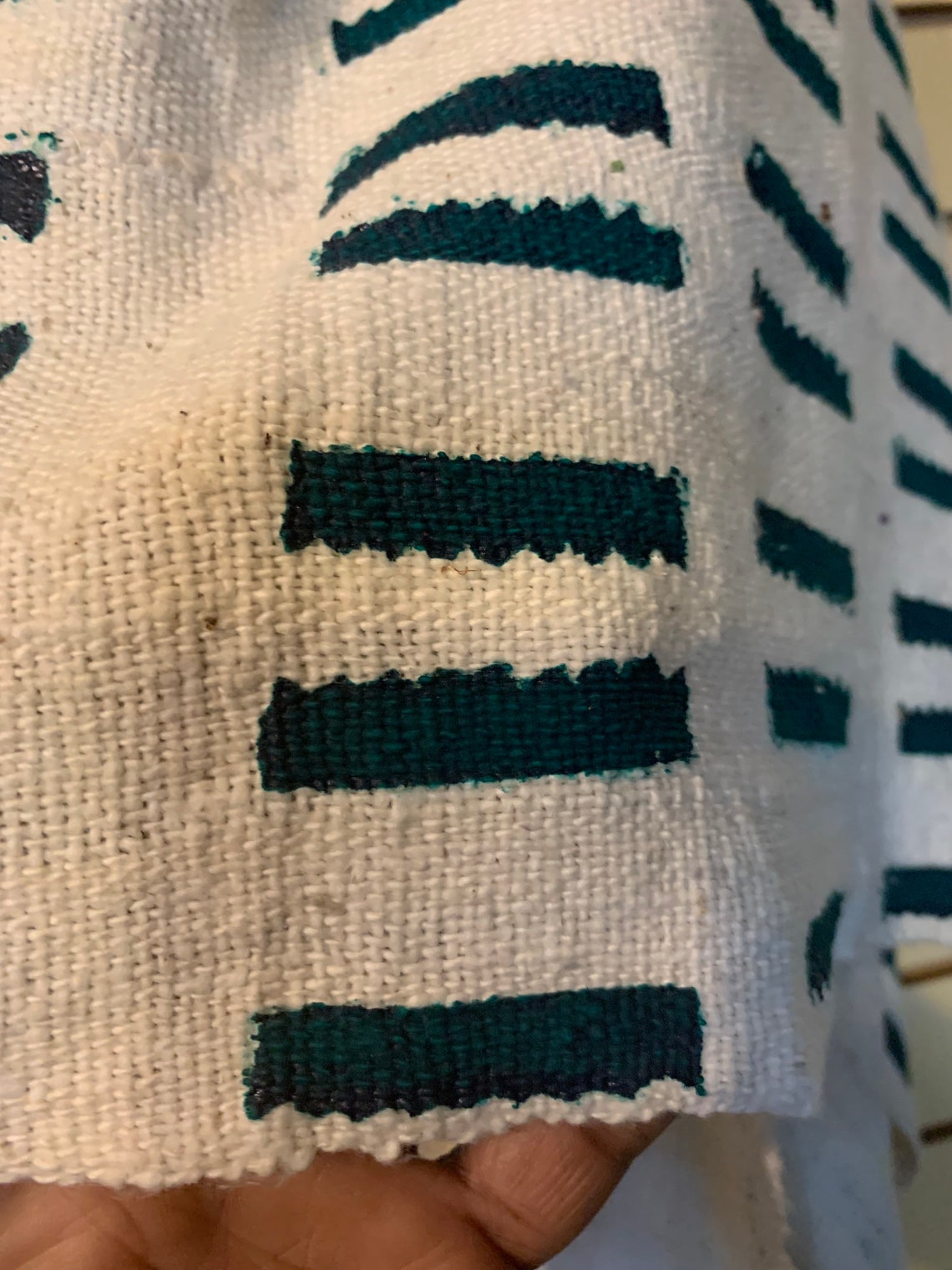 Green And White Mudcloth Shawl Bogolan Shawl Bogolan Wrap | Etsy