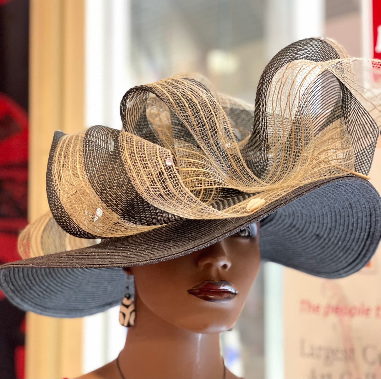 Black and Gold Large Brim Hat African Bridal Hat Ethnic Hat - Etsy