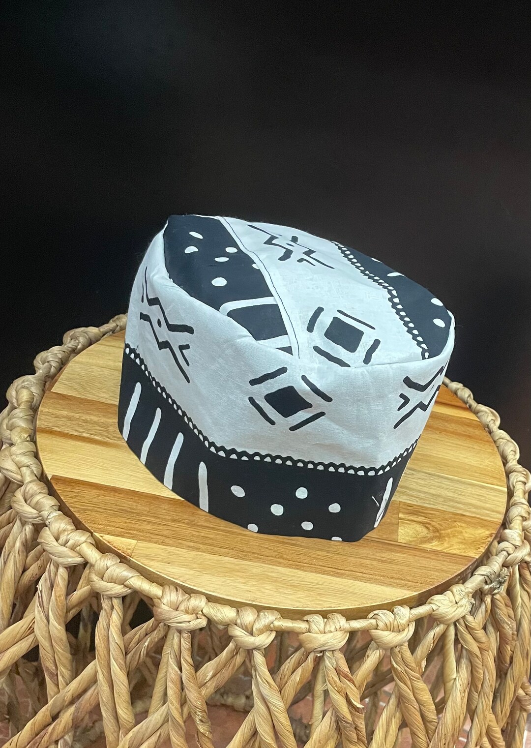 Black and White Kufi, African Beret , Tam, Black and White Kente Hat - Etsy