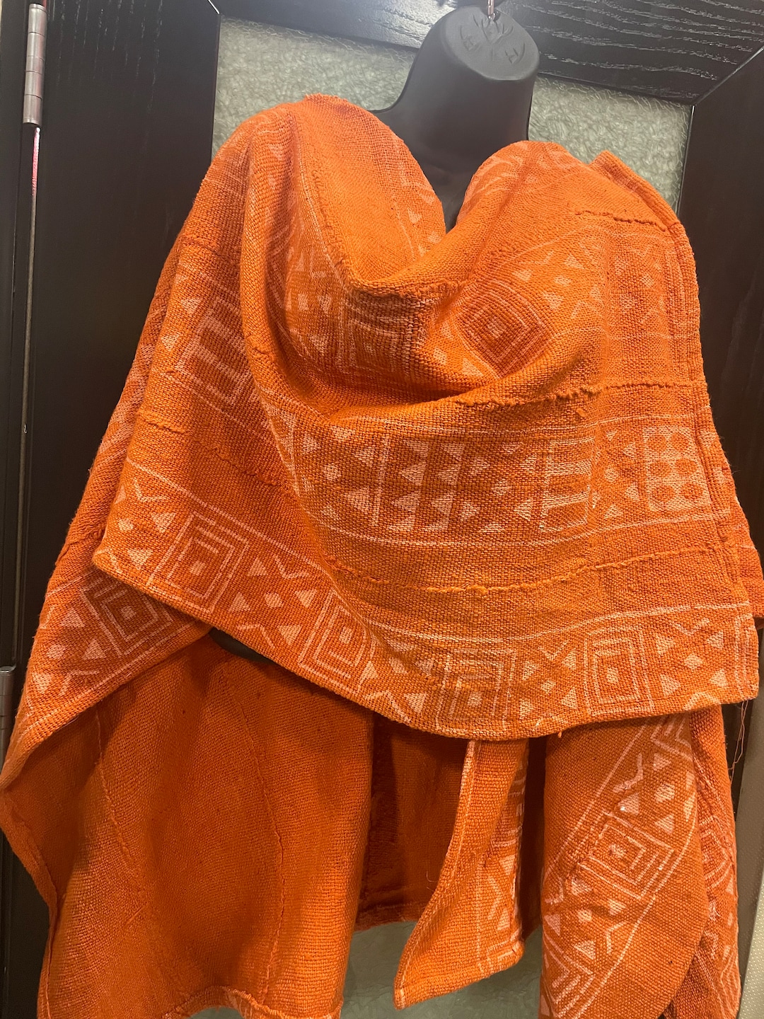 Orange Mudcloth Shawl, Orange Cape , Orange Ethnic Wrap - Etsy