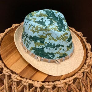 Camo Fedora Hat, Women Fedora African Straw Hat, Ethnic Hat, Funk Hat ...