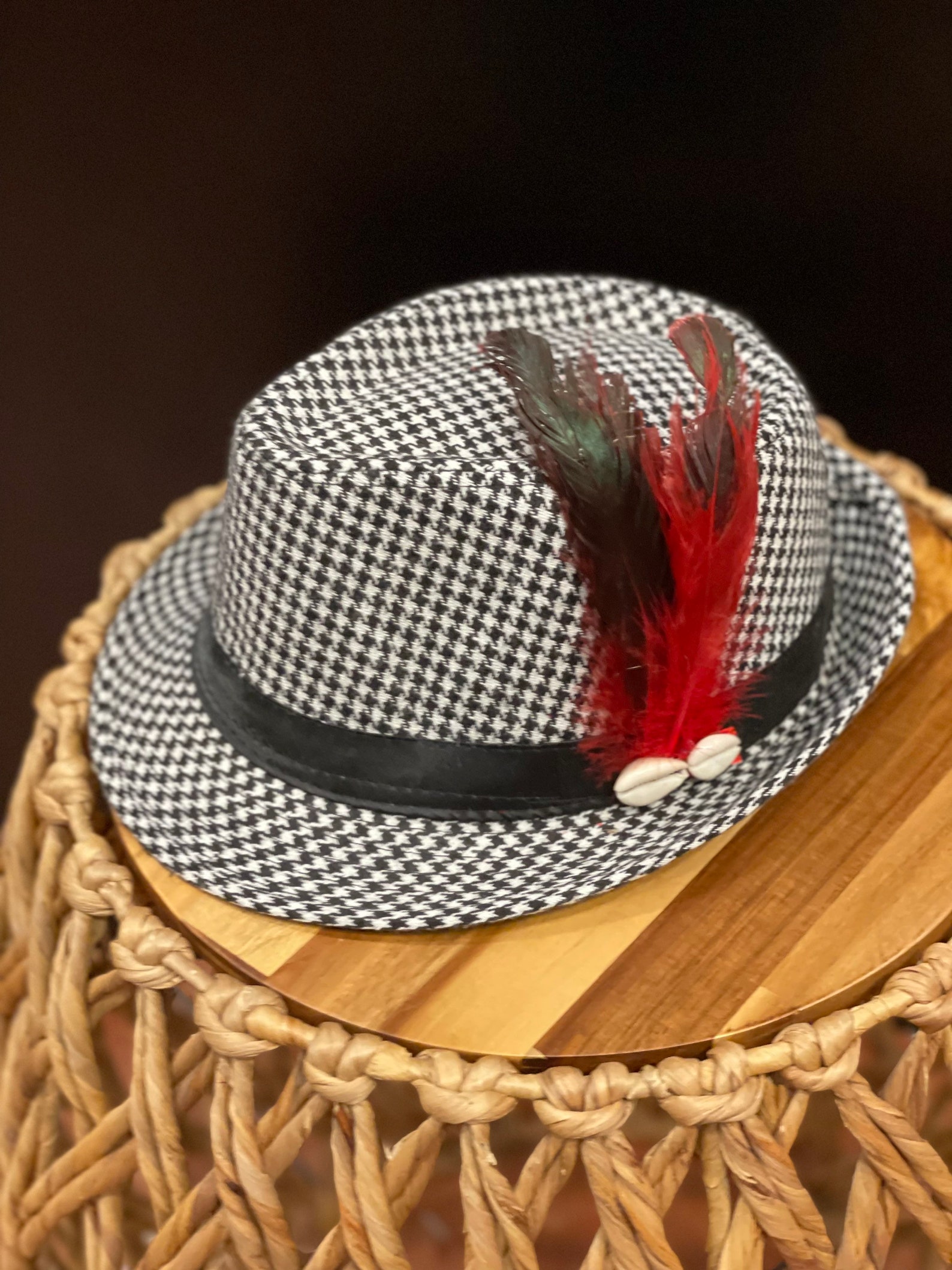 Red Feather Fedora Derby Women Hats Zulu Hats Plaid Fedora - Etsy