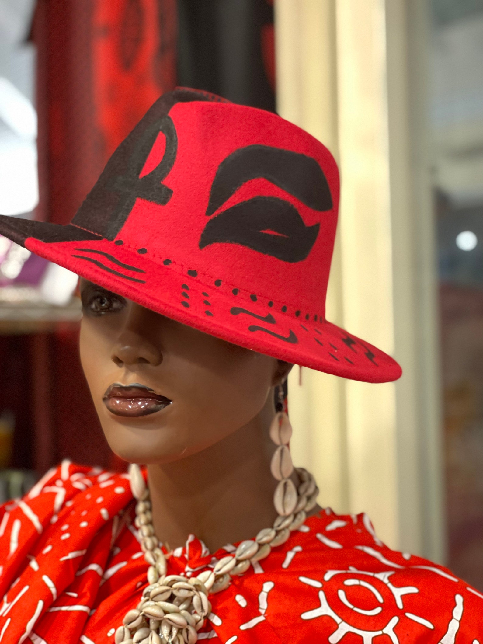 Kuba Cloth Wide Brim Black Hat Black Designer Hats Black - Etsy